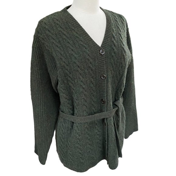 Pendleton | Sweaters | Vintage Pendleton 0 Lambswool Fisherman Cable Knit Belted Long Cardiganl ...